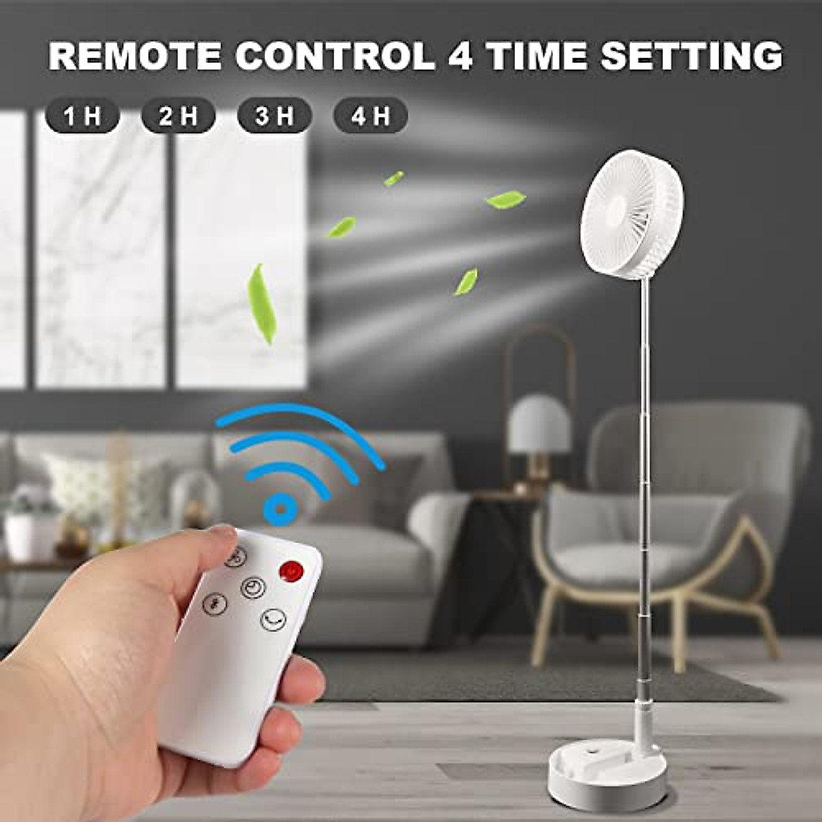 BIGTREE Portable Standing Fan with Remote Controller,8 inch USB Desk Fan,Adjustable Height,Quiet Foldable Floor Fan,Telescopic Pedestal Fans for Personal Bedroom Office Fishing Camping (Oscillating)