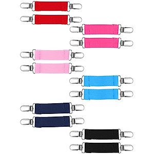 Zhanmai 6 Pairs Dress Clips Elastic Mitten Clips Stainless Steel Brooch Clip for Women Mitten Clips for Adults(18 cm, Multicolored)