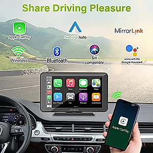2023 Newest CarPlay Unit & Android Auto, APHQUA 7 Inch IPS 1080P Touch Screen Car Stereo with Backup Camera, Bluetooth, Mirror Link, Google, Dash or Windshield Mount