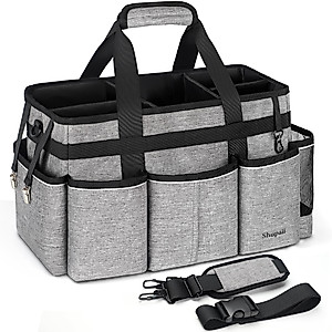 Large Wearable Cleaning Caddy Bag, Cleaning Caddy Supplies Organizer with Handles for Cleaners & Housekeeper, Under Sink & Car Cleaning Tool Organizers Bag with Adjustable Shoulder Strap&Waist Belt