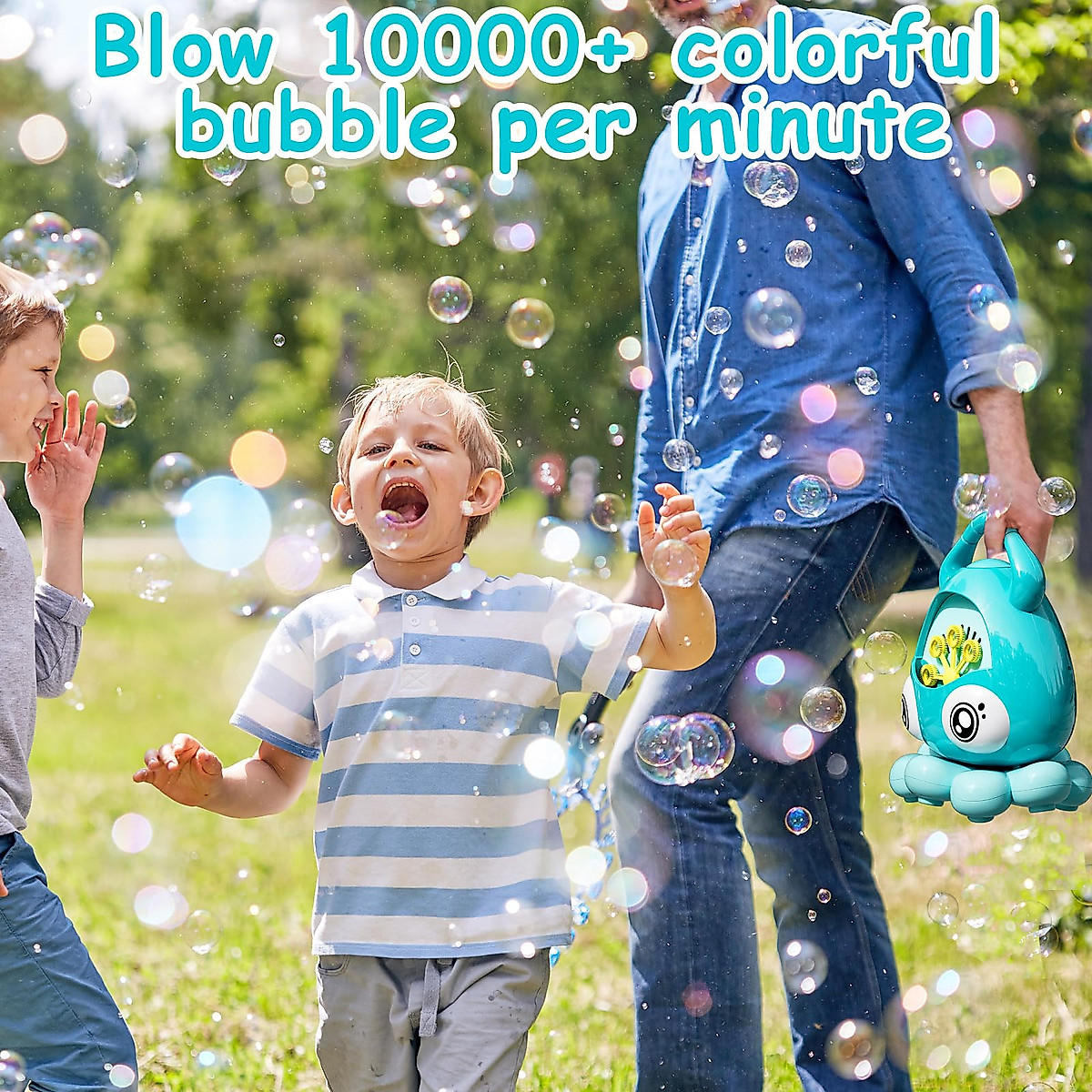 Bubble Machine, Cute Octopus Automatic Bubble Blower, 10000+ Bubbles Per Minute Bubbles Kids Toys for Ages 2-4 5 6 7 8 9 10 11 12,Kid for Birthday Wedding Party Indoor Outdoor Toy Blue