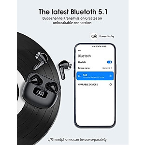 Bluetooth 5.1 Headphones, Wireless Earbuds with LED Digital Display, IPX7 Waterproof, CVC8.0 Noise Cancelling, 40H Playtime with Fast Charging Case, Suitable for Sports and Work