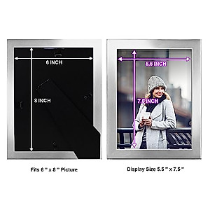 Renditions 6x8 inch Solid Wood Picture Frame, High Definition Glass and High-end Modern Style Ready for Wall and Tabletop Photo Display, Silver Frame