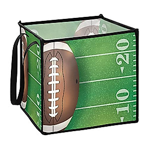 KEEPREAL American Football Cube Storage Bin with Handles, Large Collapsible Organizer Storage Basket for Home Decorative(1Pack,10.6 x 10.6 x 10.6 in)