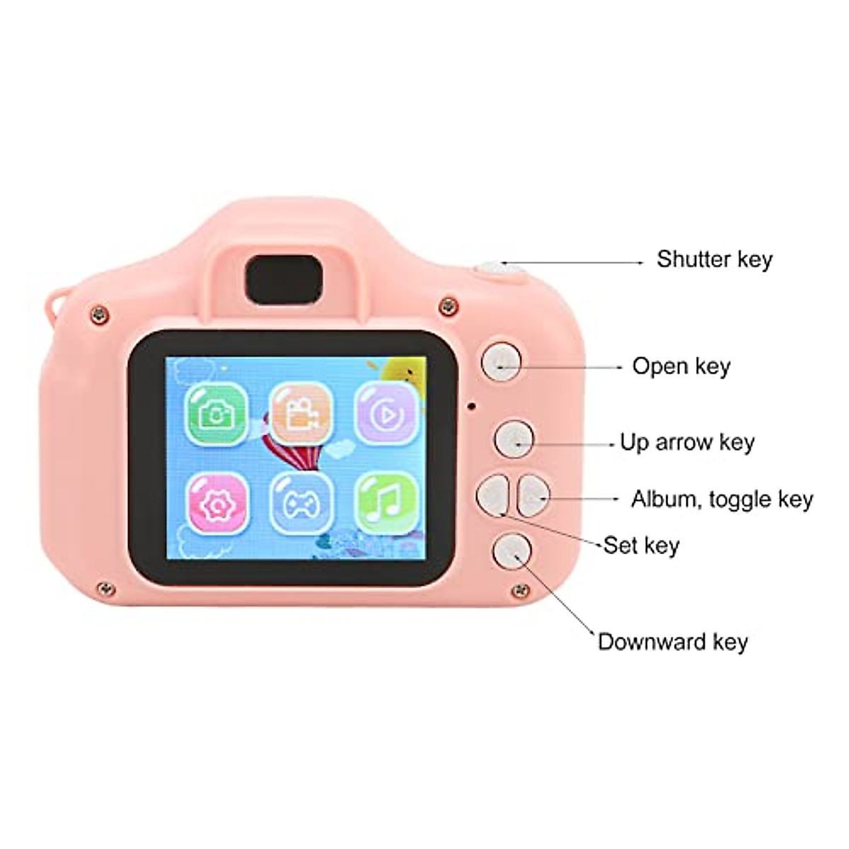 Kids Digital Camera, Portable Camera Wide Applicability Pink Cute for Outdoor