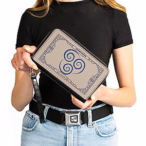 Buckle-Down Nickelodeon Wallet, Zip Around, Avatar the Last Airbender Airbending Air Nomads Icon Cream, Vegan Leather