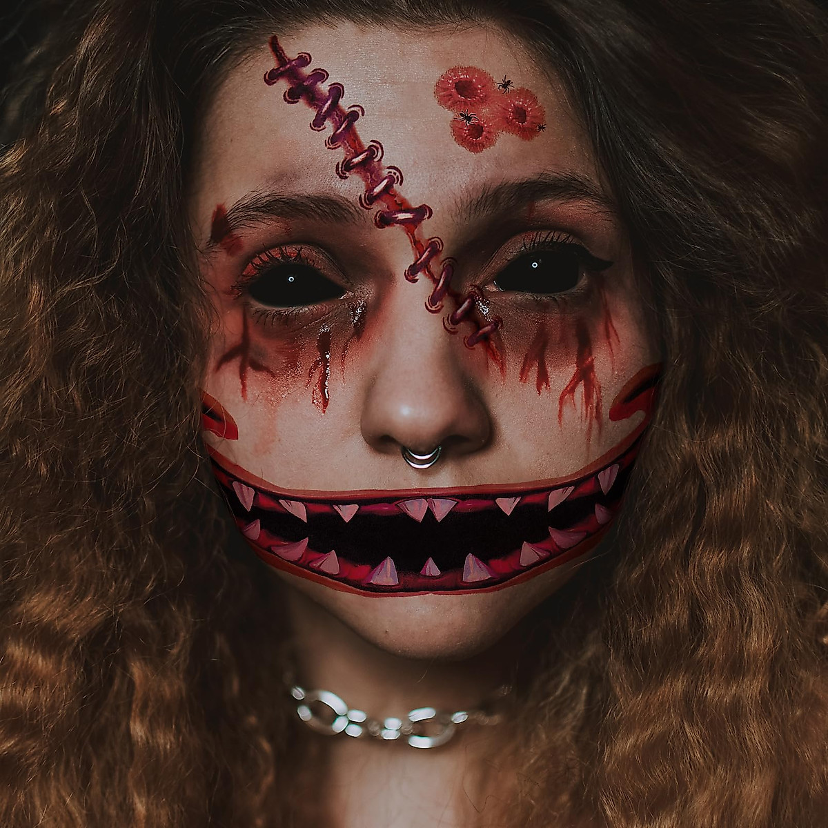 75+ PCS 21 Sheets Halloween Prank Makeup Temporary Tattoos, Horror Clown Face Tattoos, Face Decals Fake Tattoos for Adults and Kids, Zombie Makeup Scar Cosplay Halloween Tattoos for Party Halloween