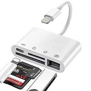 A-BST SD Card Reader Micro SD/SD Card Adapter 4 in 1 Trail Game Camera Card Viewer Reader 3.0 USB OTG Cable Compatible for iPhone/iPad Plug and Play