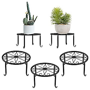 Lewondr Metal Potted Plant Stands, 3 Pack 9" Heavy Duty Rustproof Iron Round Flower Pot Stands, Indoor Outdoor Plant Holder Support Rack for Planter Flowerpot Patio Garden - Black