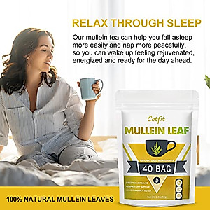 Mullein Leaf Herbal Tea for Respiratory Support, Mullen Tea for Lung Cleanse, Iymphatic Cleanse & Detox and Immune Support - No Caffeine, Non-GMO - 40 Tea Bags