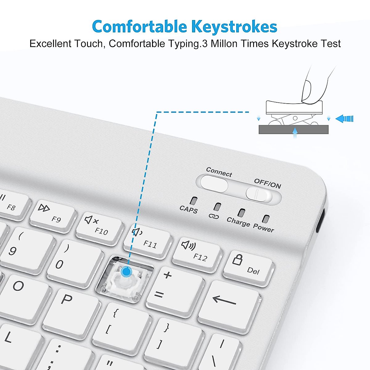 OMOTON Bluetooth Keyboard, Wireless Rechargeable Keyboard for iPad, iPad Pro, iPad Mini, iPad Air with Illuminated LED (White)