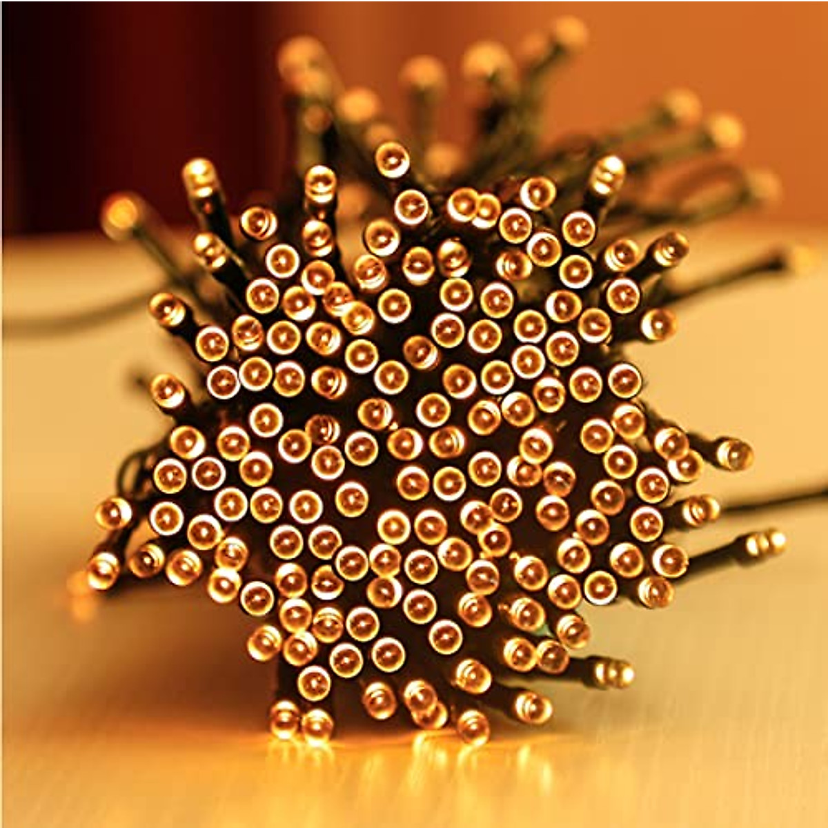 Solar String Lights, 100 LED 39ft LED String Lights Waterproof, 8 Modes, for Home Garden Patio Halloween Party Xmas Trees Decorate，Warm White，Pack of 2