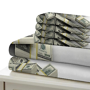 Dollar Currency Bed 3-Piece Theme Decoration, Fun Art Quilt Cover, Banknote Theme Decoration Bed Duvet Cover, Bedroom Room Personality Decoration 3-Piece Set Single（135x200cm）