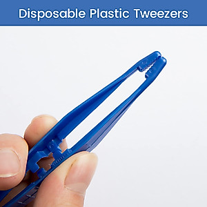 MEABEN 100 Pcs Plastic Craft Disposable Tweezers, Bulk Priced Blue Forceps Tapered Tweezers, Handmake Fuse Beads Manual DIY Tool Handmade Crafts Kit Accessories for DIY Art Crafts