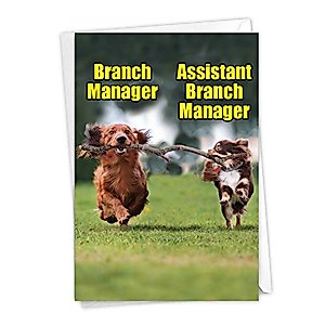 NobleWorks - 1 Adorable Birthday Card Funny - Pet Dog Animal Humor, Bday Notecard with Envelope - Branch Managers C4672BDG