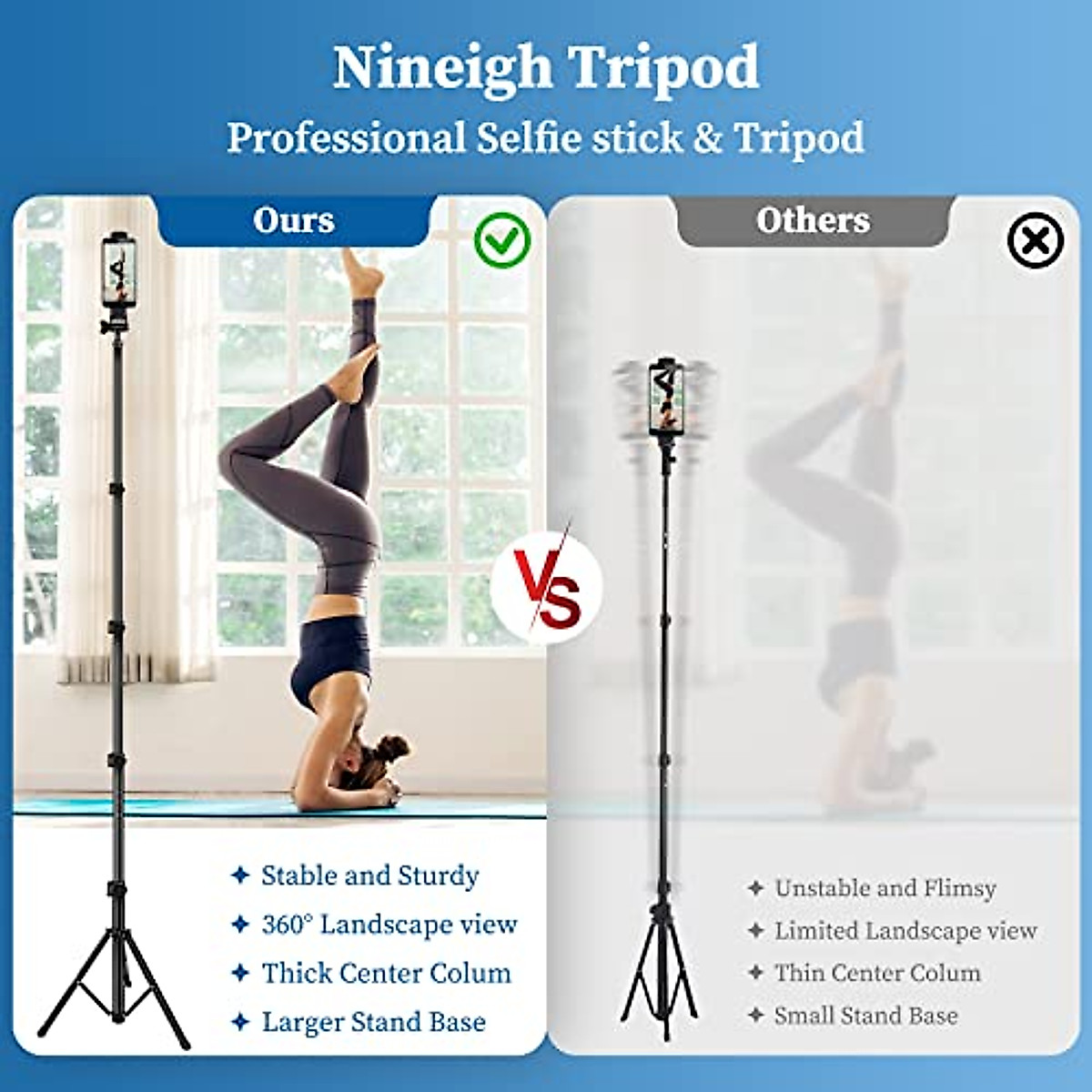 70" Phone Tripod Stand for Recording, Selfie Stick Tripod with Remote Phone Mount, Flexible Travel Tripod for Video Vlogging Photography, Compatible with iPhone Android iPad Cell Phone and Camera