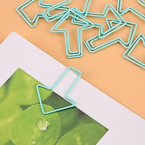 Beufee 12Pcs Arrow Shaped Paper Clips, Funny Cute Paperclips Bookmarks Stainless Steel Paper Clips Funny Stationery Marking Clip Marker Clips with Box Planner Clips(Blue)