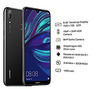 Huawei Y7 2019 Dub-LX3 32GB Unlocked GSM LTE Android Phone w/Dual 13MP+2MP Camera - Midnight Black