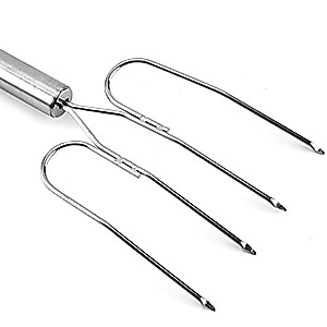 Goeielewe 2-Pack Stainless Steel Turkey Lifter Multi-end Turkey Fork Pork Steak Grill Fork BBQ Hot Dog Roasting Sticks Camping Needle Skewers Thanksgiving