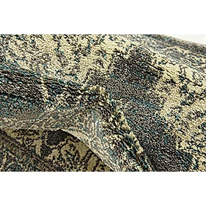 Unique Loom Aurora Collection Over-Dyed, Abstract, Botanical Southwestern, Transitional Area Rug, 2 ft x 3 ft, Gray/Ivory