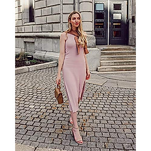 The Drop Women's Gabriela Halter Neck A-Line Side Slit Maxi Dress, Black, XL