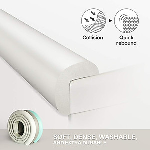 Baby Proofing - Edge and Corner Protector Baby - Harebe L Shape Extra Thick Baby Safety Corner Guards, Fireplace and Hearth Protection(6.5 Ft, Oyster White)