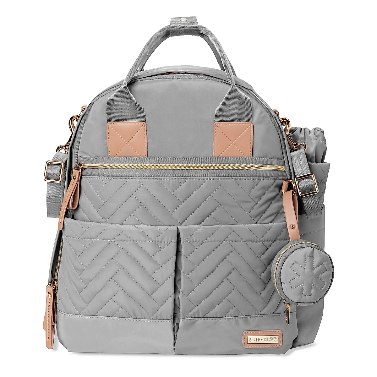 Skip Hop Diaper Bag Backpack: Suite 6-in-1 Diaper Backpack Set, Multi-Function Baby Travel Bag with Changing Pad, Stroller Straps, Bottle Bag and Pacifier Pocket, Dove Grey
