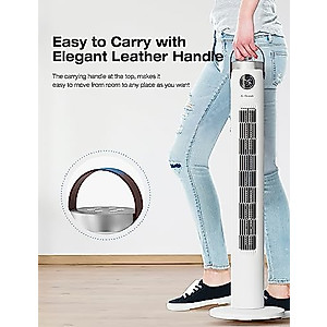 Tower Fan with Remote, 46 Inch Oscillating Fan with 24-Hour Timer, Quiet Floor Fan with 3 Modes & 3 Speeds Settings, Sleep Light Off, Bladeless Cooling Standing Fan Ideal for Home Bedroom Office