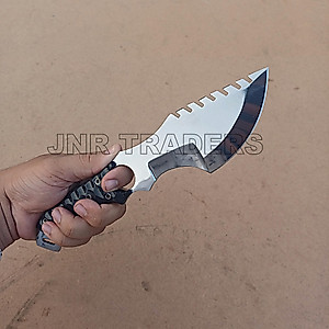 JNR Traders Handmade Tracker knife with sheath belt tracker knife Horizontal carry tracker knife full tang fixed blade Hunting knife edc tracker knife