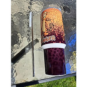 Bear Cartoon Movie Tigger Character Dancing Glitter Leopard Tumbler 40 Oz Stainless Steel With Handle And Straw, 40oz Tumbler Maintains Cold Heat and Ice for Hours