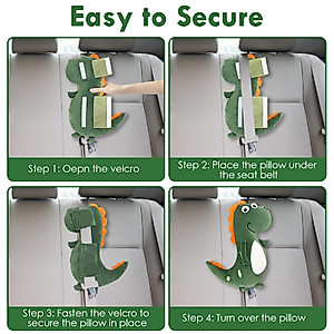 Seat Belt Cover Pad for Kids, Dragon Car Pillow, Car Seat Head Support Toddler, Kids Travel Pillow, Toddler Neck Pillow for Carseat, Seatbelt Cushion Pillow, Head Neck Support for Baby Girl Boy Toy