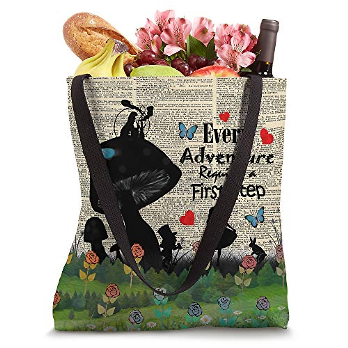 Every Adventure Requires a First Step - Alice In Wonderland Tote Bag