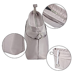 Vercord Premium Nylon Purse Organizer Tote Handbag Insert Organizers Bag in Bag Zipper 13 Pockets Grey Large