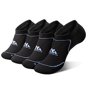 AKASO Anti-Odor Ankle Running Socks, Silver Fiber Low Cut Athletic Socks for Men and Women - 2 Pack (Black, L)
