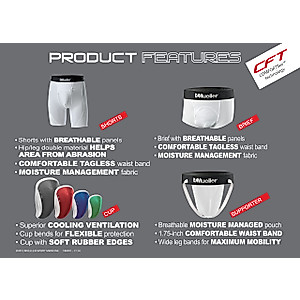 MUELLER mens Mueller Sports Medicine Adult Athletic Supporter, White/Gray, 2 Piece Set US