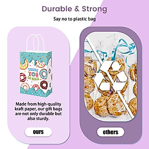 VGOODALL 24PCS Donut Gift Bags, 5.5" x 2.8" x 8" Paper Bags Thank You Gift Bags with Handles Party Favor Bags Goodie Bags for Party Supplies Birthday Treat Bags