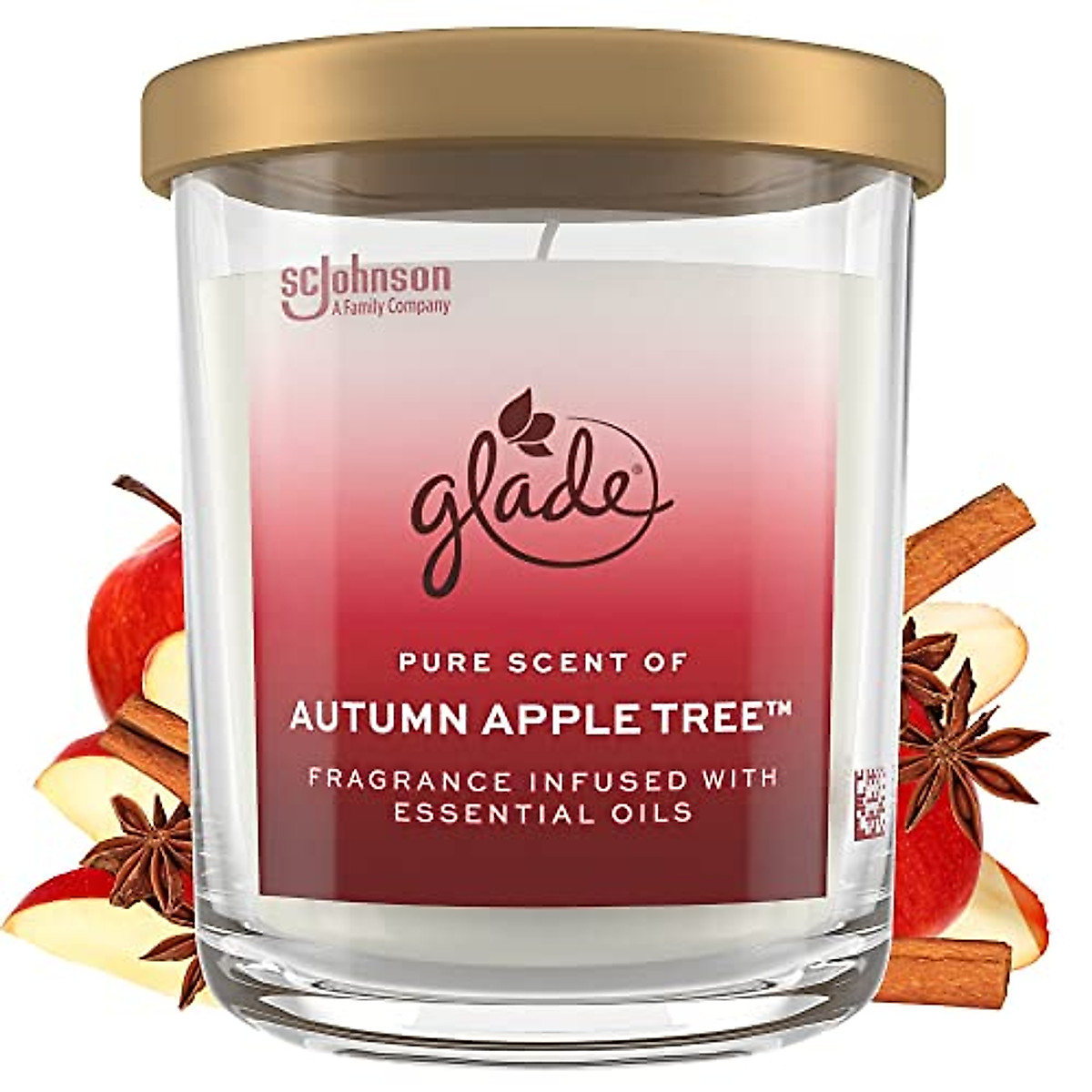 Glade Candle Jar, Large Candle Infused with Essential Oils, Air Freshener for Home Decor, Autumn Apple Tree, 16oz