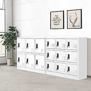 STECAN 6 Doors Metal Locker Employees Steel Storage Lockers for School,Home, Office,Gym, Kids Locker（White）