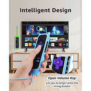 3Pcs Cover for Roku Remote with Cat Ears Design, Silicone Skin Case Compatible with Hisense/TCL Roku TV, Steaming Stick/Express, Universal Replacement Controller. Glow in The Dark Green/Blue/Purple