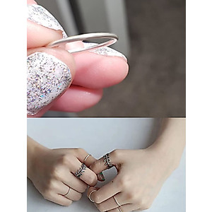 CANDYFANCY 925 Sterling Silver 1.2mm Stacking Midi Thin Rings Pinky Ring Stack Knuckle Rings Band Silver Toe Ring Size 2.5