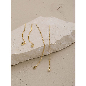 S.Leaf Threader Earrings for Women Threader Earrings Sterling Silver Chain Earrings Tassel Earrings Gold Earrings for Women 3cm