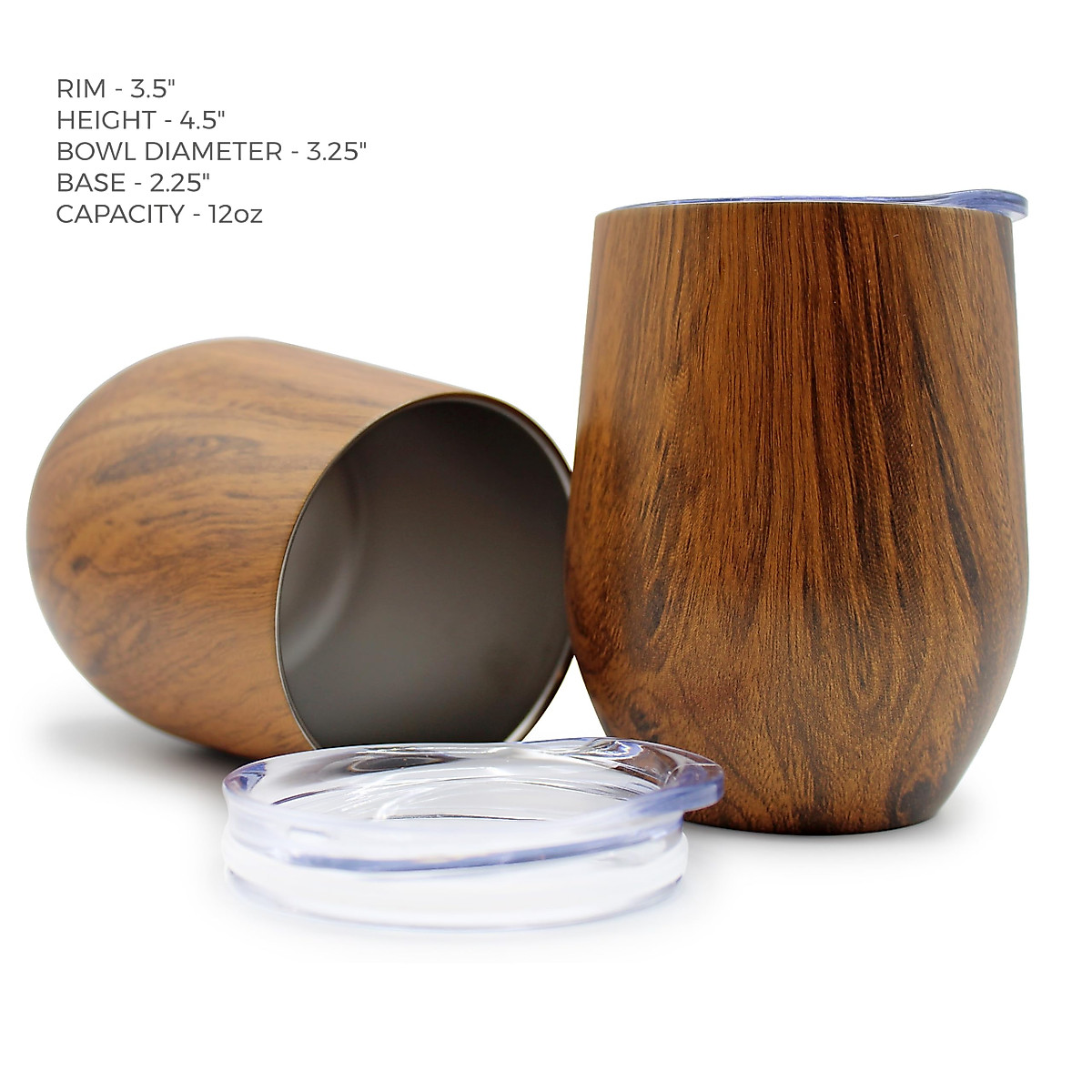 Intuition Trading Company Stainless Steel Stemless Insulated Wine Tumbler with Lid Set, 12oz, Set of 2, Double-Wall Vacuum-Insulated for Wine, Coffee, Cocktails