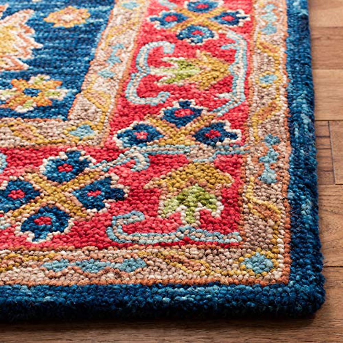 SAFAVIEH Aspen Collection 2'3" x 7' Red/Blue APN523Q Handmade Boho Wool Runner Rug
