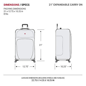 SwissGear Sion Softside Luggage with Spinner Wheels, Dark Grey, 3 Piece Set (21/25/29)