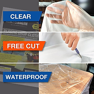 King Origin Plastic Drop Cloth, 10 Piece Drop Cloth for Painting, 9x12 Feet, Waterproof and Dust-Proof Clear Cloth, Paint Tarps Drop Cloth for Furniture Cover