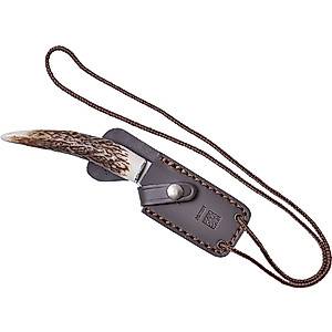 Joker Hunting Knife CC57 Topo, Deer Horn Handle, 2.95 inches Blade of MOVA Steel, with Brown Sheath, Tool for Fishing, Hunting, Camping and Hiking