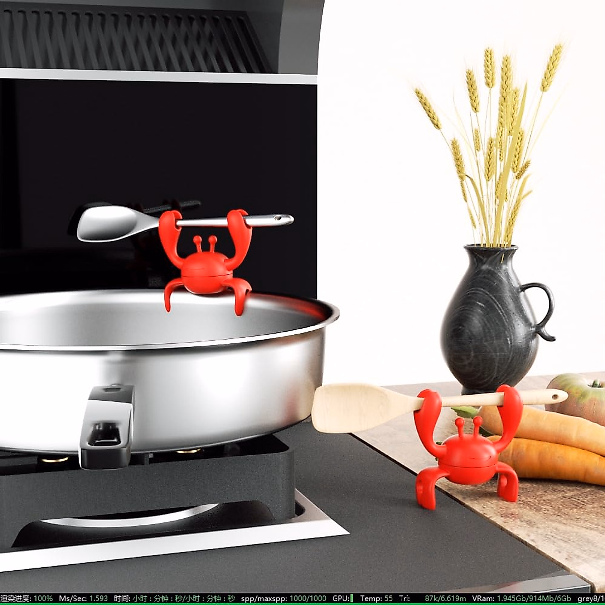 Silicone Spoon Rest for Stove Spoon Holder and Lid Lifter Steam Releaser Stove Organizer Cool Kitchen Gadgets & Cute Kitchen Accessories (Cute Red)