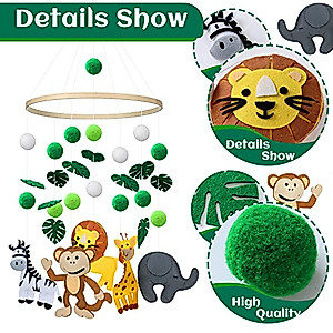 Woodland Mobile for Crib Jungle Baby Nursery Mobiles Forest Safari Deer Monkey Lion Style Ceiling Animals Hanging Mobile Decor for Baby Girls and Boys Toys Bedroom Room Decorations