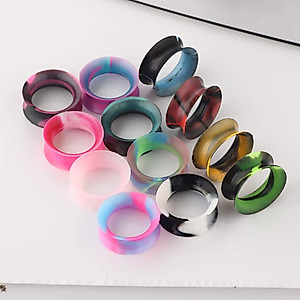 24pcs Ultra Thin Silicone Ear Gauges Skin Flexible Flesh Earrings Tunnel Expander Stretching Gauge Earlets Plug Kit 10mm 00g