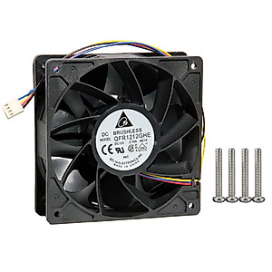 Delta QFR1212GHE 12VDC 2.7A 120x120x38mm 4-Pin Brushless Cooling Fan for Antminer s19 S9 L3+ High Airflow PC Case Mining Cooling Fan 6000RPM